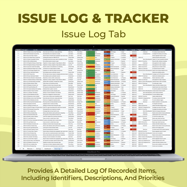 Issue Log and Tracker Template