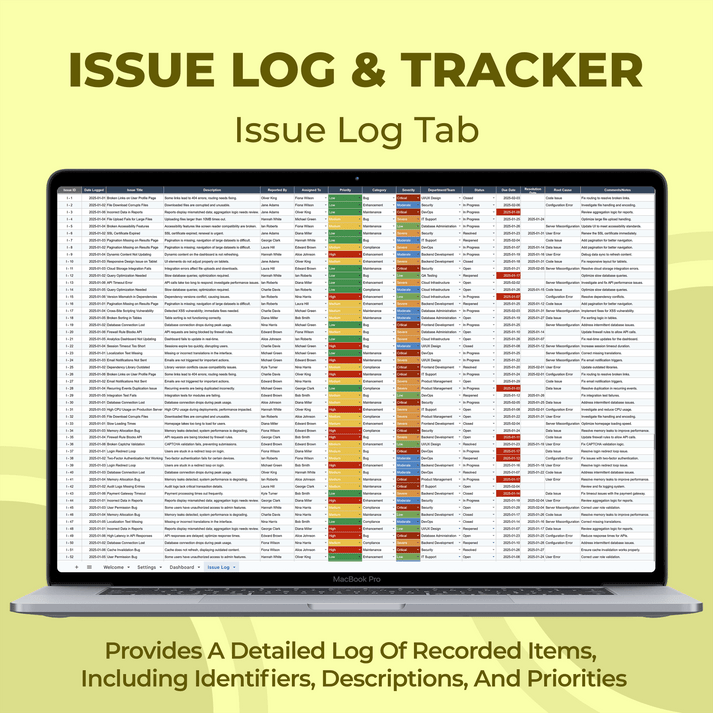Issue Log and Tracker Template