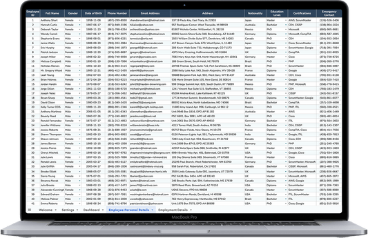 Employee Data Management System Template 0594