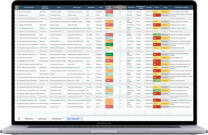 Risk Management Spreadsheet Tool