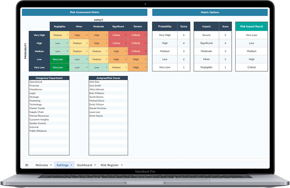 Risk Management Spreadsheet Tool