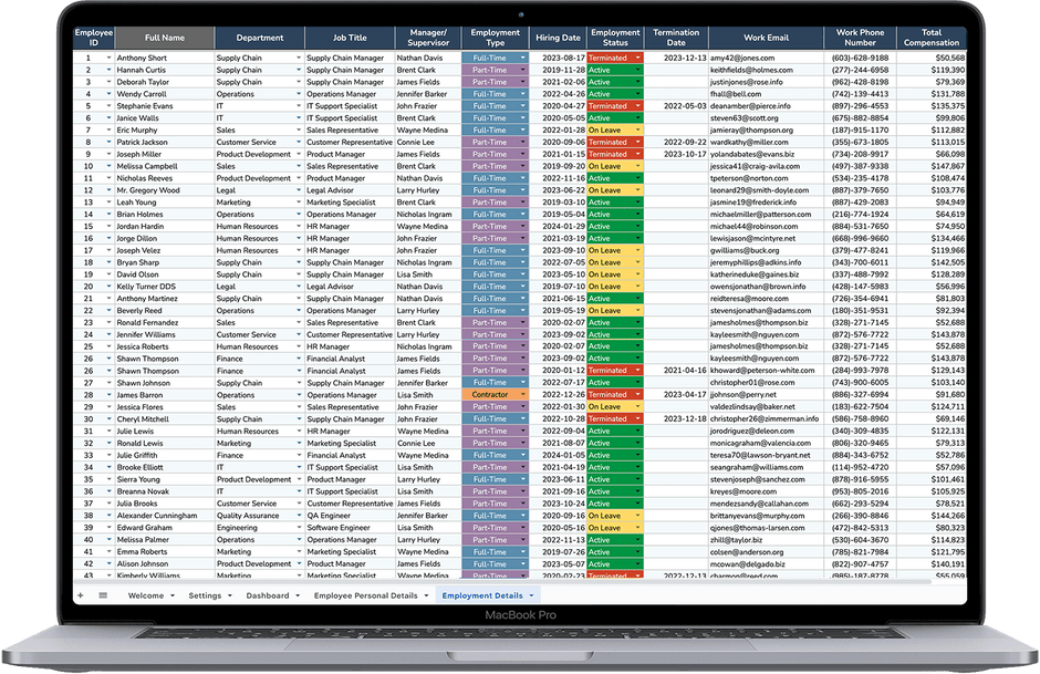 Employee Data Management System Template