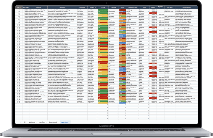 Issue Log and Tracker Template
