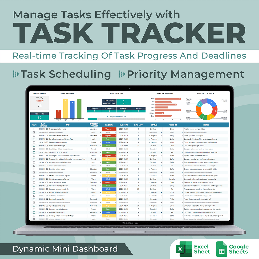 Task Tracker Spreadsheet Template