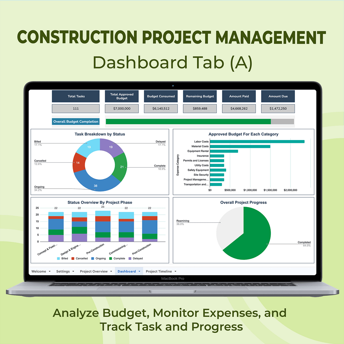 Construction Project Management Spreadsheet Template