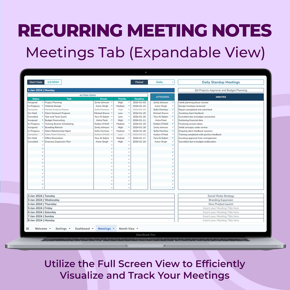 Recurring Meetings Tracker