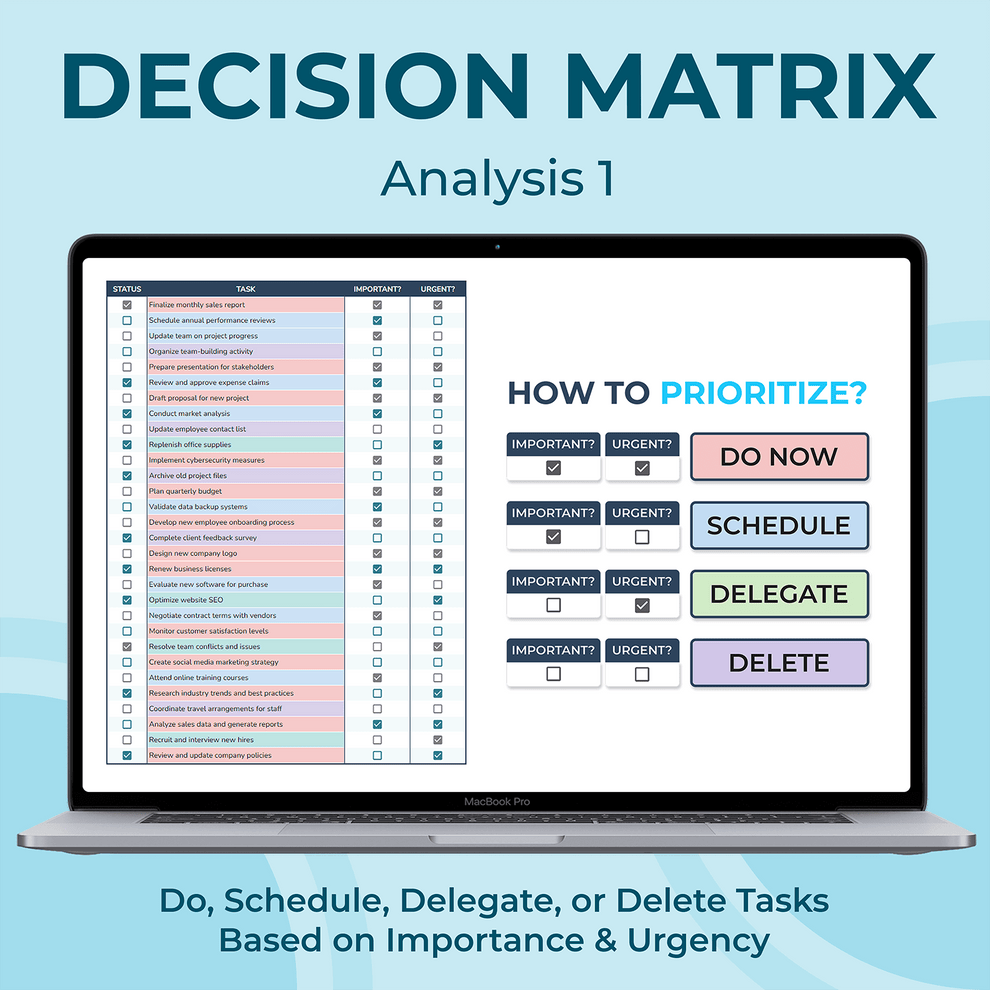 Decision Matrix Spreadsheet Template