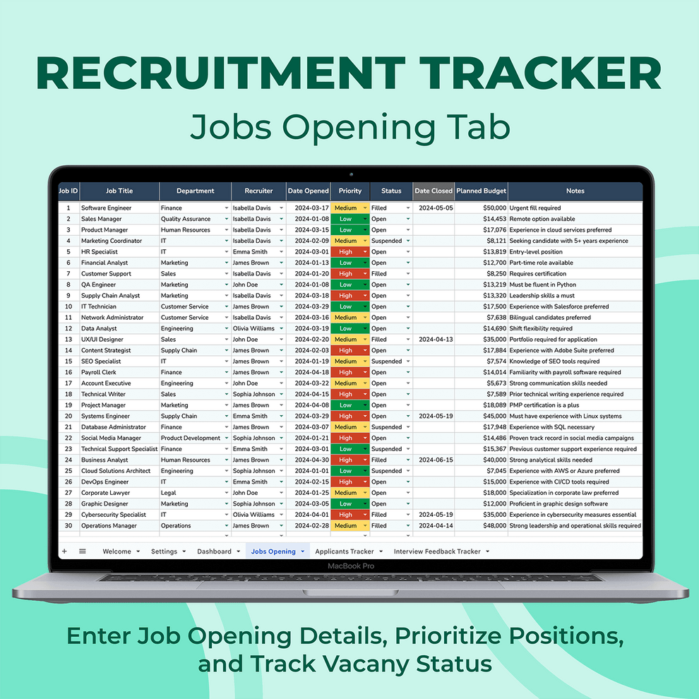 Recruitment Tracker Spreadsheet